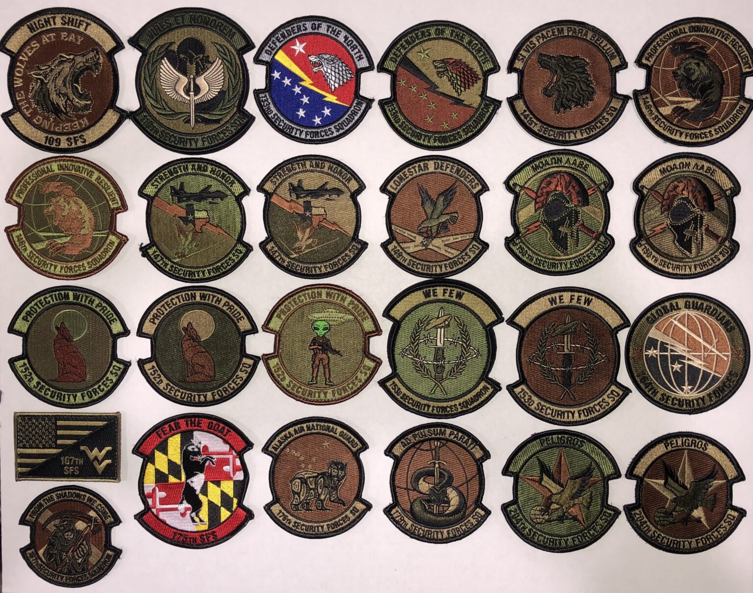 SECURITY FORCES SQUADRON – LOT – AIR NATIONAL GUARD #1 – 25 PATCHES ...